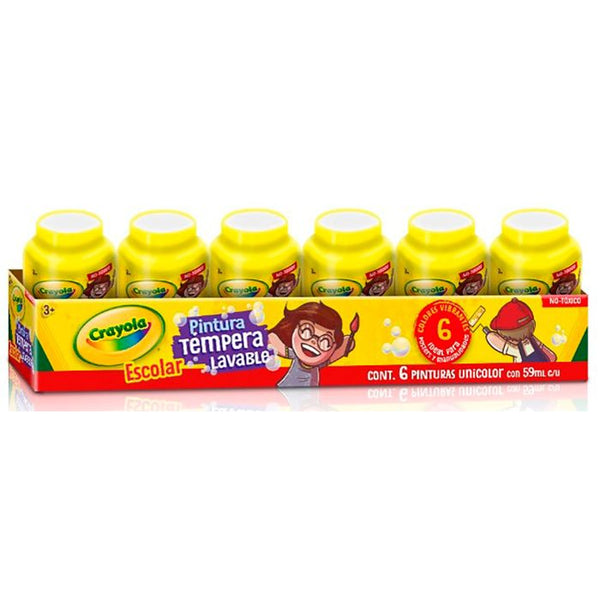 Pintura Tempera 59Ml Crayola Amarillo C/6 Piezas – Tuksonora