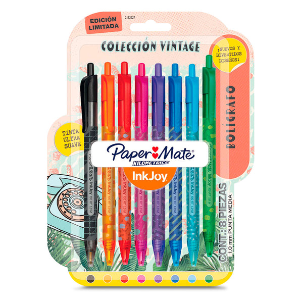 Bolígrafo Paper Mate Kilométrico 100 Retráctil Fino Vintage C/8 – Tuksonora